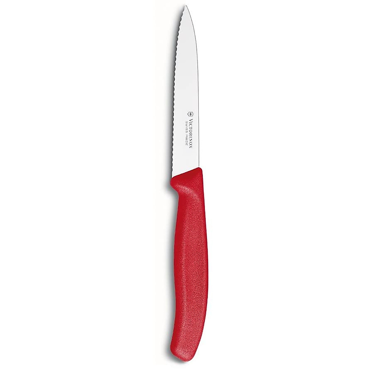 Victorinox 4 Inch Swiss Classic Paring Knife with Serrated Edge, Spear Point, Red