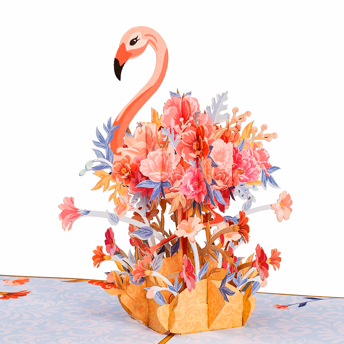 Frndly by Paper Love, 3D Floral Flamingo Pop Up Card, Gift for Birthday, Wedding, Anniversary, Mothers Day, Thank You, Get Well, All Occasion - Handcrafted 100% Recycled and Eco-Friendly, 8" x 6" Cover - Includes Envelope and Note Tag