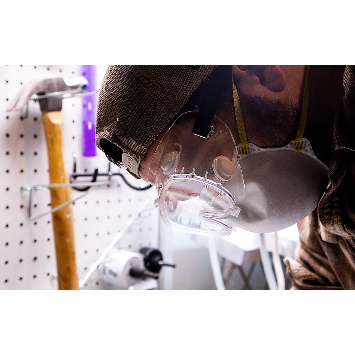 Protective Safety Goggles, Clear Lens & Anti Fog, Adjustable Head Belt Lightweight & Durable, 1 Pack