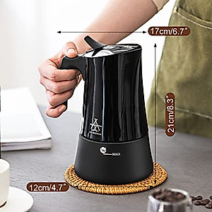 Alocs Stovetop Espresso Maker, Italian Coffee Maker Moka Pot for Classic Mocha & Cuban Coffee, Stainless Steel Greca Coffee Maker, Cafeteras, Brews 9 Espresso Cups (15.2 Oz) in Stylish Black
