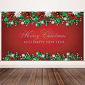 Warmshine Christmas Decoration Supplies Merry Christmas Backdrop Scene Setters Background Banner for Wall Decoration Christmas Party Decor