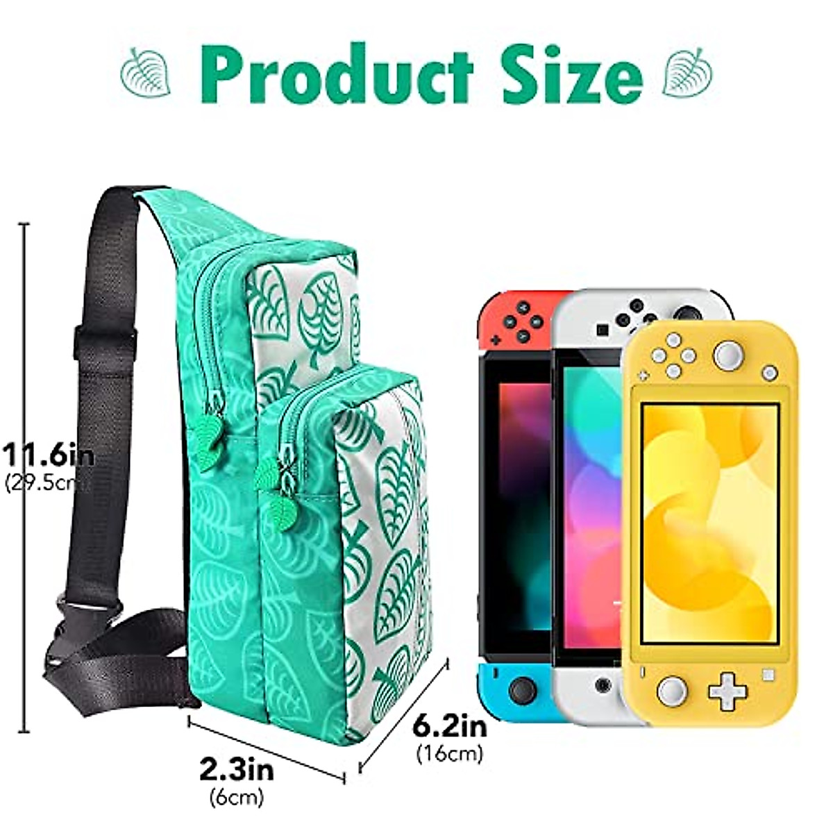 AIOMEST Cute Animal Crossing Switch Travel Bag, Crossbody Backpack Compatible for Switch OLED/Lite, Carrying Sling Bag for Switch Console, Pro Controller, Dock, Joy-cons