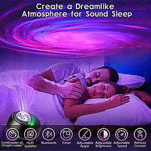 Star Projector Galaxy Light - Starry Night Light Projector with Remote Control, Timer & Bluetooth Speaker, Aurora Borealis Light Projector Galaxy Projector Night Sky Projector for Bedroom