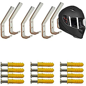 AUXPhome 6Set Motorcycle Helmet Holder Hook, Wall Mounted Equestrian Helmet Storage Rack Hanger, Motorbike Cloth Wall Display Rack, Football Helmet Display Stand, Baseball Batting Helmet Rack