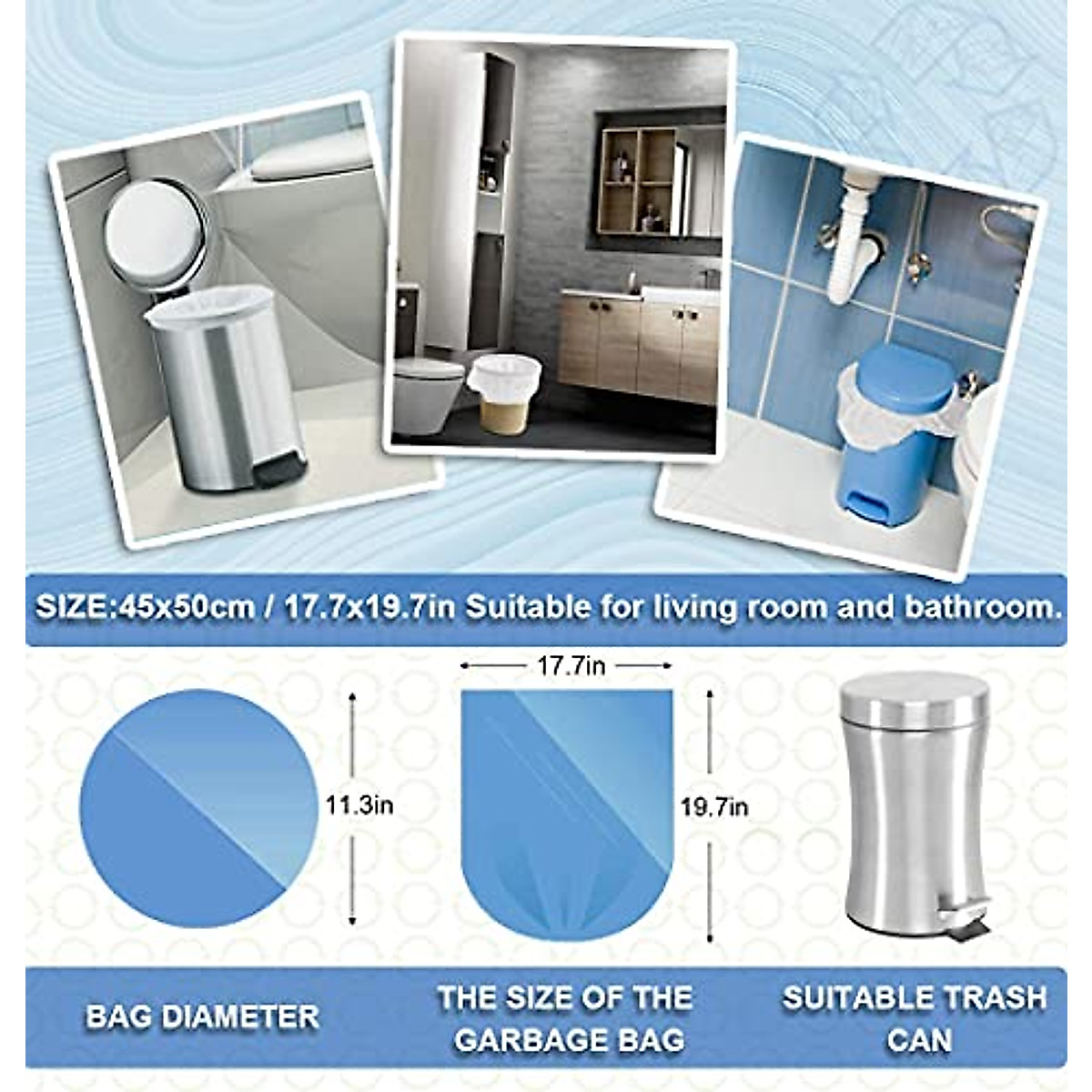 XUXRUS Bathroom Small Trash Bags 3 Gallon Garbage Bags for Home Office,Bathroom,120 Count,White,Fits 2-3 Gallon Bins (3 Gallon(120 Count))