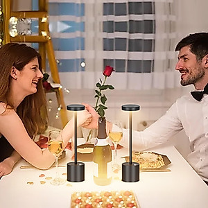 Howskys 2 Pack USB Rechargeable Desk Lamp, Modern LED Cordless Desk Lamp, 5500mAh 3 Tone Light Touch Desk Lamp for Dining Room/Indoor/Outdoor (Black)