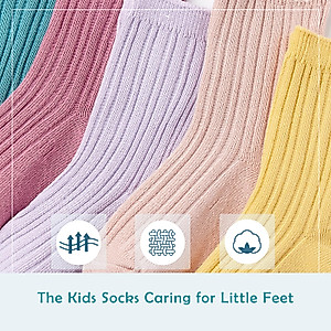 Moon Tree Big Girls Cotton Socks for Kids Seamless Crew Socks Cartoon Quarter Socks 6 Pack 8-10 Years