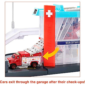 Matchbox Cars Playset, Action Drivers Helicopter Rescue & 1:64 Scale Toy Ambulance & Helicopter, Connects to Other Sets