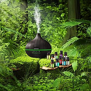 Essential Oil Diffuser Gift Set ，550ml Diffuser & Essential Oil Set, Top 10 Essential Oils, Aromatherapy Diffuser Humidifier with 4 Timer &Auto Shut-Off for & 15 Ambient Light Settings