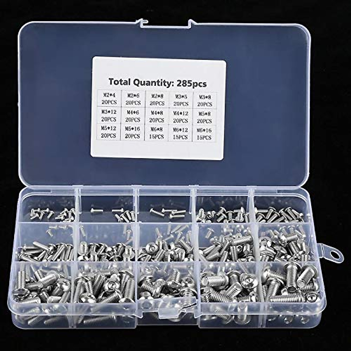 Screw 285Pcs/Set M2/M3/M4/M5/M6 Machine Screw Stainless Steel Screws Set for Laptop/Hard Disk/Keyboard/Phone/PC Fasteners