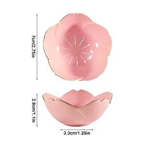 4Pack Sakura Sauce Dishes Set, 4 Colors Cherry Flower Ceramic Appetizer Plates Dipping Bowls Tasting Dishes Serving Dish Seasoning Saucers Bowl Little Bowls Ice Cream Snack Sushi Soy Condiment Dish