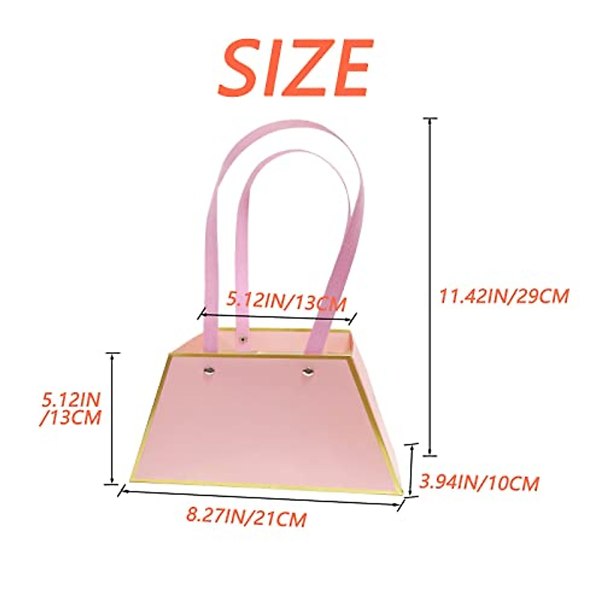 DAWN FLAME 4PCS Portable Gift Bag Bouquet Wrapping Paper Bag Waterproof Portable Flower Arrangement Bag Birthday Wedding Holiday Party Gift Bag Florist Supplies (Pink), 8.27x3.94x5.12IN