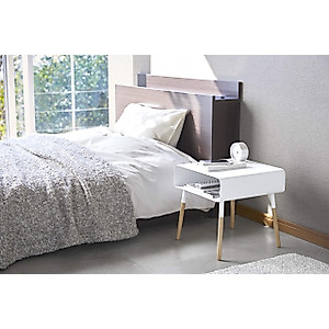 YAMAZAKI home Plain Side Table with Storage Shelf White