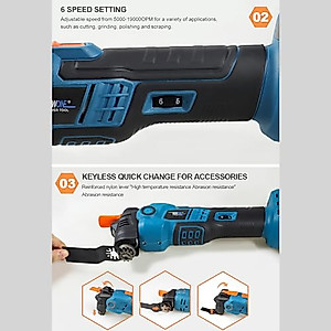 NEWONE Oscillating Tool Kit Compatiable with Makita 18V/20V Battery,Max Quick-release Anti-vibration Cordless Oscillating Multi-Tool,6 Variable Speed, Fast Charger,Carry Bag and 7pcs Saw Accessories