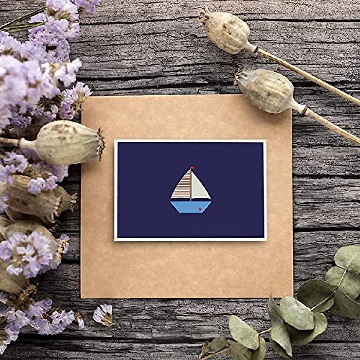 48 Pack All Occasion Assorted Blank Note Cards Greeting Card Bulk Box Set - Nautical Sea with Envelopes Included 4 X 6 Inches