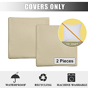 BONZER Outdoor Pillow Covers 18x18 Inch Waterproof Decorative Solid Square Throw Pillowcase for Outside Couch Chair Patio Porch, Yellow, Pack of 2