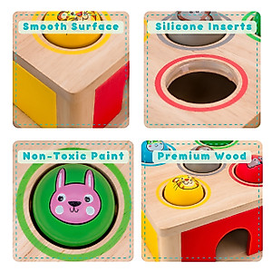 Wooden Pound and Tap Bench Baby's First Workbench - Great Birthday Gift - Wooden Toddlers Musical Pounding and Hammer Educational Toy - Simple Baby Toys (Multicolor) (Animal Multicolor)