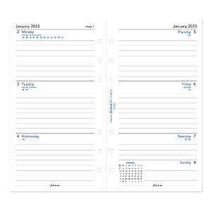 Filofax Refill, Personal/Compact Size, Week-to-View, White Paper, Ruled, English, 2023 (C68418-23) (68418-2018)