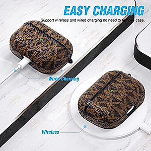 TANGABA for AirPods Pro Case Cover, Full-Body Protective Hard Shell Leather Airpods Pro Protective Cover Case with Keychain for AirPods Pro Wireless Charging Case, Front LED Visible