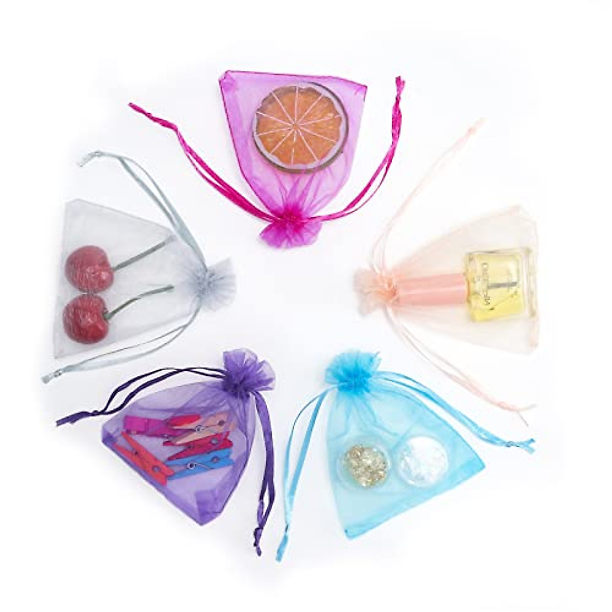 FOCCIUP 100 Pcs 3x4 Inches Mixed Color Organza Bags Gift Bags with Drawstring for Christmas Candy Wedding Birthday Party Favor