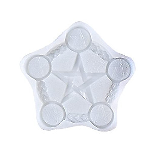 Activane NMSL Pentagram Candle Holder Silicone Mold, Handmade Altar DIY Mold Tea Wax Cup Candle Holder Mould for Divination and Blessing Ceremony Home Table Decor, White