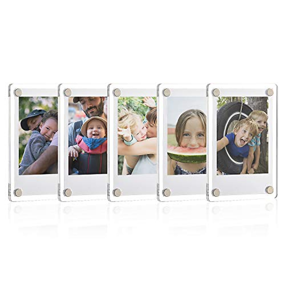 ONE WALL Acrylic Fridge Magnetic Frame, Double Sided Photo Refrigerator Magnet Picture Frame for Fujifilm Instax Mini, 2.36 x 3.54 Inch, Pack of 5