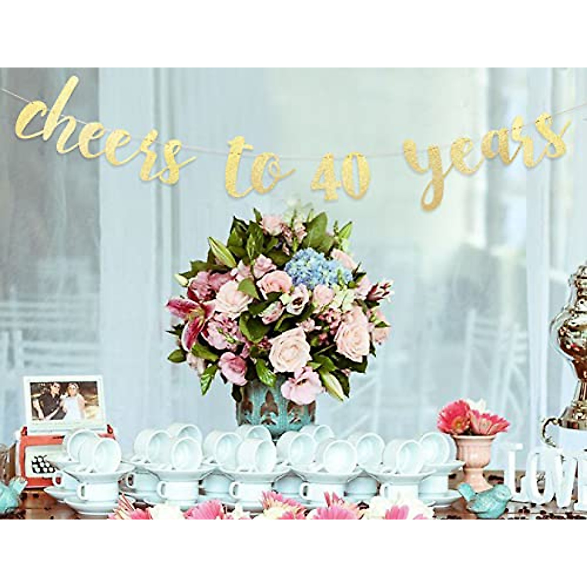 Cheers to 40 Years Banner - Happy 40th Birthday Banner 40th Birthday Banner, Cheers to Celebrate the 40th Wedding Anniversary，40th Birthday Background Props for Men and Women