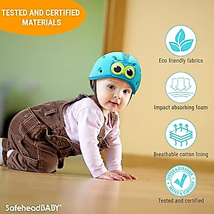 SafeheadBABY Award-Winning Infant Safety Helmet Baby Helmet for Crawling Walking Ultra-Lightweight Baby Head Protector Expandable and Breathable Toddler Head Protection Helmets - Sporty Blue