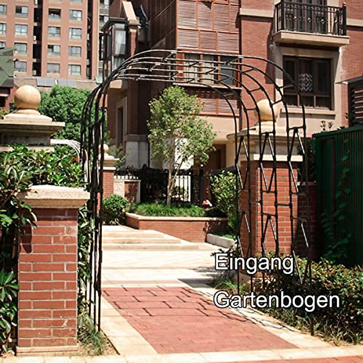 Heavy Duty Garden Arch Roses Vines Black Metal Tubular Arbour Archway Arches Trellis Arbor Frame Anti-Rust Weatherproof 1 Pcs 1.8x2.4m 2.8x2.4m 3.2x2.4m (Black W2.3xH2.4m)