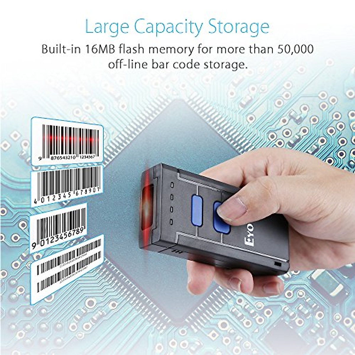 Eyoyo Mini 1D Wireless Barcode Scanner Bluetooth,3-in-1 Bluetooth&2.4G Wireless&Wired Connection, Portable Inventory Bar Code Reader Compatible with iPhone, Android, Windows, Mac Tablets or Computers