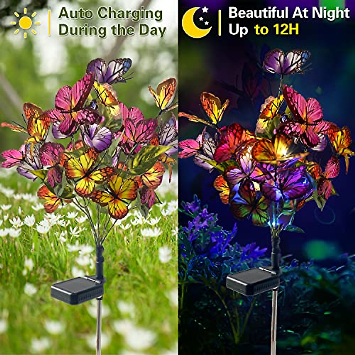 IGRARK Solar Lights Outdoor Garden Butterfly Lights Decorative Solar Stake Lights with Butterflies 2 Pack Decor Powered Waterproof for Garden Yard Pathway