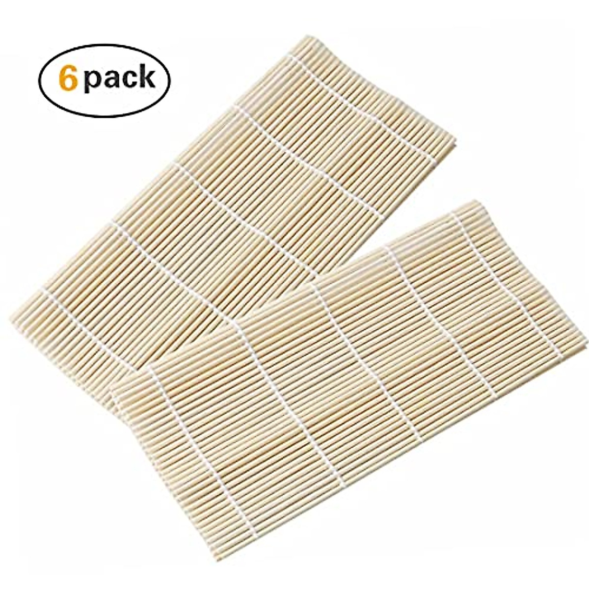 JIALEEY Bamboo Sushi Rolling Mat, 9.5x9.5 Inch, 6 PCS Set