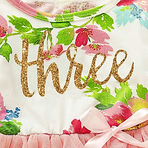 3rd Birthday Girl Outfit Three Year Old Birthday Outfit Girl (Pink Long, 3T)