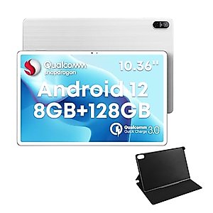 CHUWI HiPad Max Tablet with Case 10.36'', Silver Tablets, 8GB RAM 128GB ROM Storage, Android 12 Tablet with Case, Snapdragon 680 Tablet with Leather Stand Tablet Case