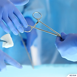 DEXSUR Precision Kelly Hemostat Forceps Locking Tweezers Clamp, Silver, 5.5 Inches, Straight Stainless Steel