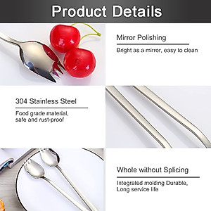 PDCTACST Metal Sporks Set of 6, 18/10 Stainless Steel Salad Spork Utensils, 7.9 Inches Long Handle Dessert Spoons, Ice Cream Spoons Salad Forks Flatware Set, for Fruit Appetizer Dessert Household Use