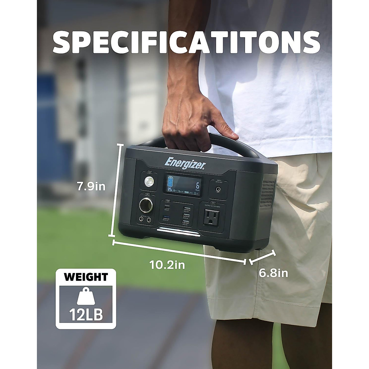 Energizer Portable Power Station PPS700 626Wh Battery 110V/600W Backup Lithium Battery, 110V/600W Pure Sine Wave AC Outlet, Solar Generator for Outdoors Camping Travel Hunting Blackout