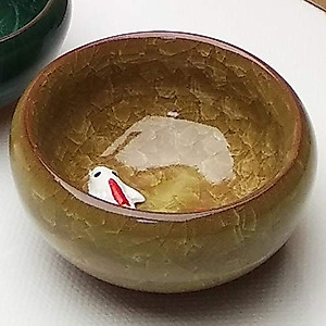 LENITH Korean Soju Glasses Sets, Cute Fish in the Glass, Wooden Soju Cup, Handcrafted Ceramic 4 Colors Fish in the Glasses, Also for Whiskey,Tequila, and Sake. (Fish in the glass(4 Color))