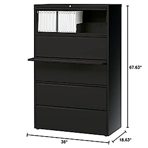 Hirsh 36-in Wide HL8000 Series Metal 5 Drawer Lateral File Cabinet Black