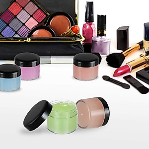 40PCS Plastic Cosmetic Containers Transparent storage tank with screw cap Storage Jars be used for Clay, Liquid,Sample ，20 ml/ 0.7 oz (black lid)