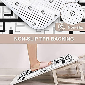 Black Grey Shower Curtain Sets with Toilet Lid Cover and Non-Slip Rugs, Retro Geometric 4 Pcs Shower Curtains for Bathroom, Rectangle Abstract Modern Bathroom Decor