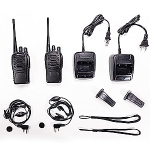 4 Pack Baofeng BF-888S Ham Two Way Radio, Walkie Talkie with Rechargeable Battery, Headphone Wall Charger