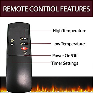 Cambridge Seville 47'' Freestanding Electric Fireplace with Log Insert, Remote, Multi-Color Flame, Walnut Mantel, For Rooms up to 210 Sq.Ft., Adjustable Heat Settings, Timer