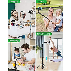 Nineigh Tripod for Cell Phone, 76" Phone Tripod with Gooseneck & Remote, Selfie Stick Portable Tripods Video Recording Photo Vlog, Compatible with iPhone Plus Cellphone Camera