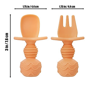 PandaEar 4 Pack Silicone Baby Spoons & Forks with 2 Pack Baby Cutlery Holder Bags, Baby Feeding Set Self Feeding Utensils & Reusable Portable Flatware Box Tableware Organizer Storage Case