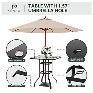VONZOY 5 Pieces of Patio Swivel Bar Stools Set with 4 Outdoor Bar Height Chairs and 1 Bar Table - High Top Bistro Set for Deck, Pool, Garden, Backyard - All-Weather Metal Frame Textilene Fabric, Brown