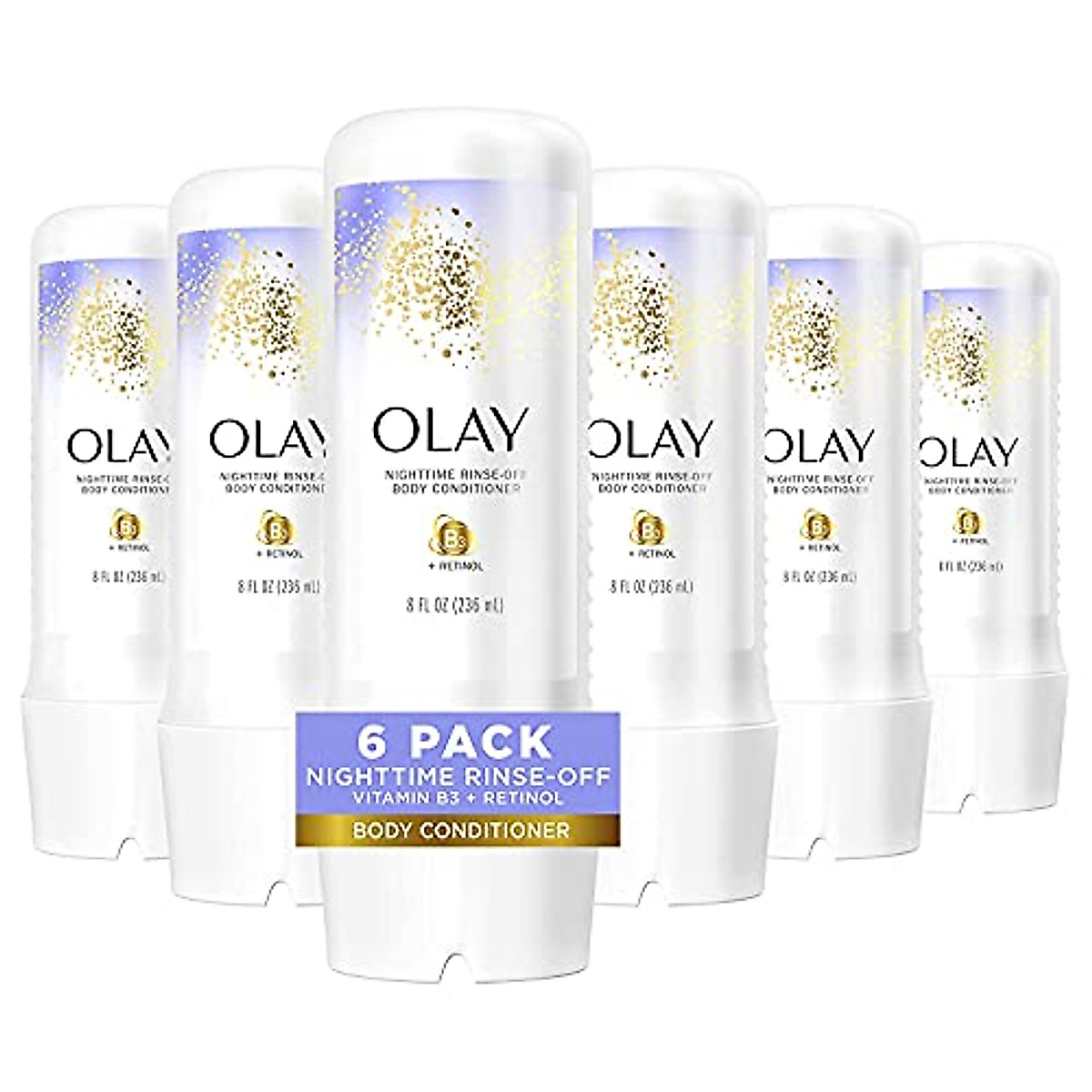 Olay Nighttime Rinse-off Body Conditioner with Retinol and Vitamin B3 Complex, 8 Fluid Ounce (Pack of 6)