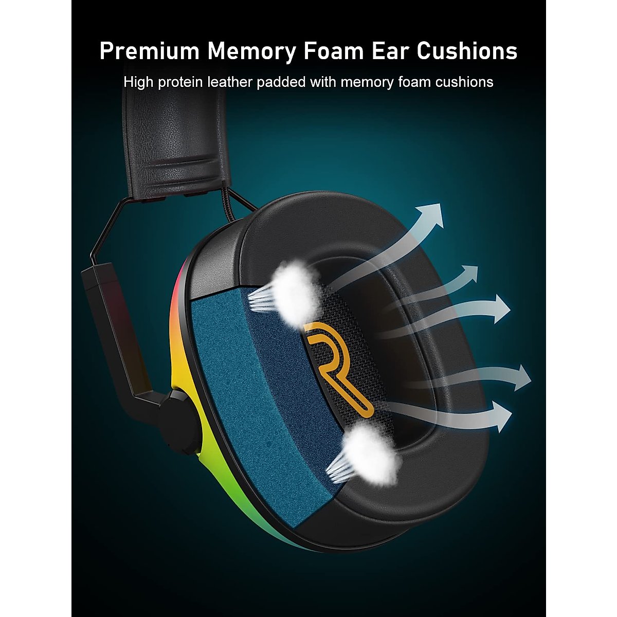SENZER SG500 Surround Sound Pro Gaming Headset with Noise Cancelling Microphone - Soft Memory Foam Padding - Portable Foldable Headphones for PC, PS4, PS5, Xbox One, Switch - Gradient