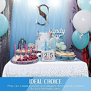 24 Packs Wedding Satin Table Runner Disposable Plastic Tablecloths 54 x 108 Inch Table Cloths for Parties Tablecloth 12 x 108 Inch Table Runners for Wedding Birthday Celebration (Blue)