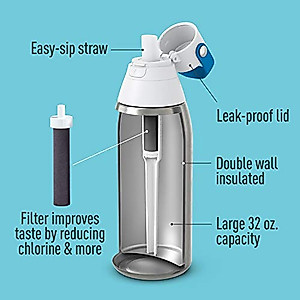 Brita Insulated Filtered Water Bottle with Straw Water Filter Replacements